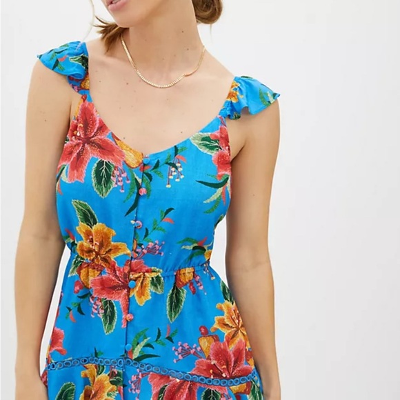 FARM Rio | Tops | Farm Rio Anthropologie Ruffled Floral Tank Top | Poshmark